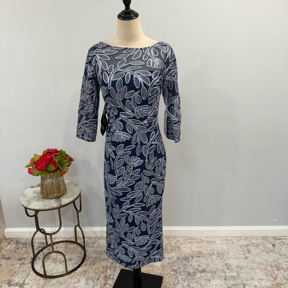 JS Collections | Dresses | Js Collection Light Blue Navy Embroidered ...